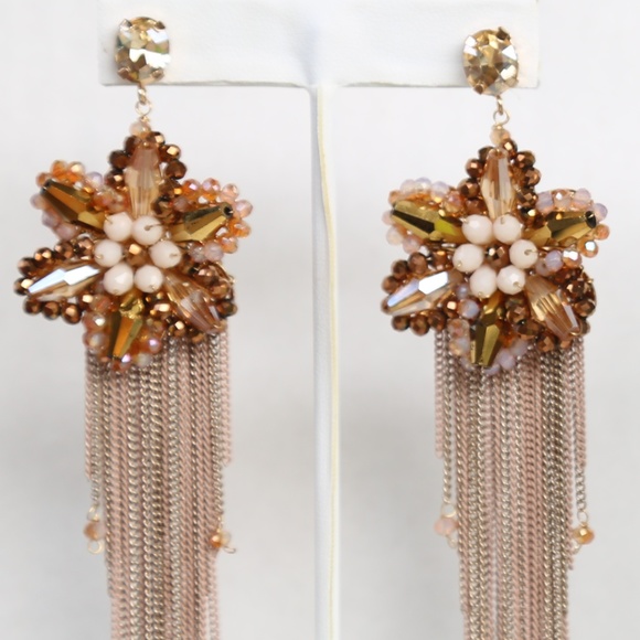 LOOK AROUND | Jewelry | Nwt Gold Flower Shape Chain Hanging Danglers ...